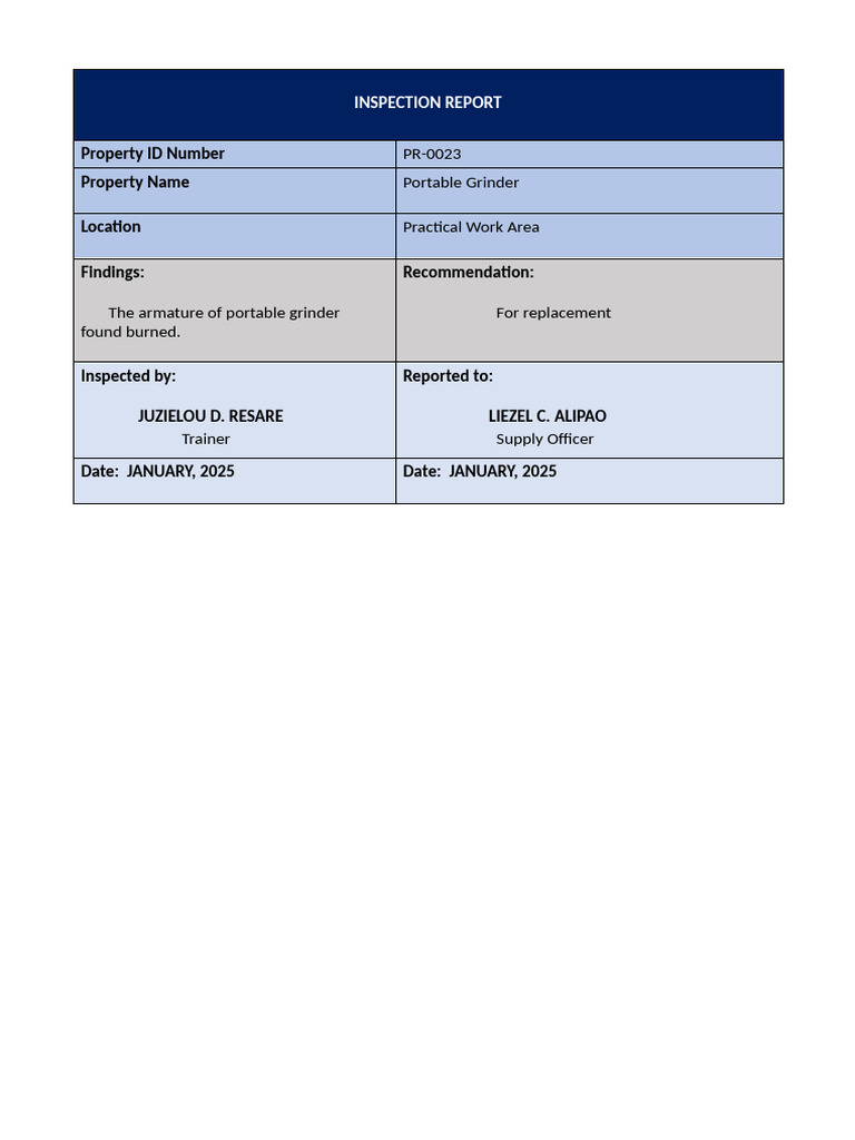 Inspection Report | PDF