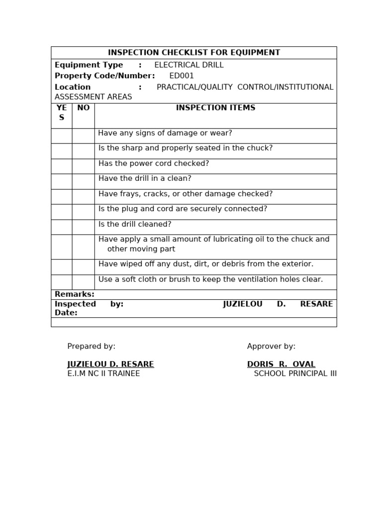 Inspection Checklist For Housekeeping | PDF