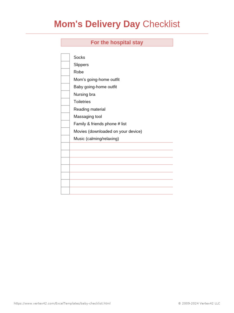 Baby Delivery Day Checklist | PDF