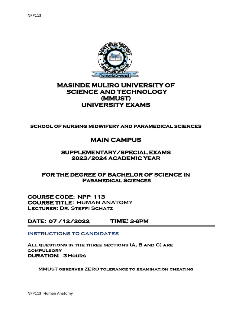 Exam Human Anatomy NPP113, Specials | PDF | Heart Valve | Circulatory ...