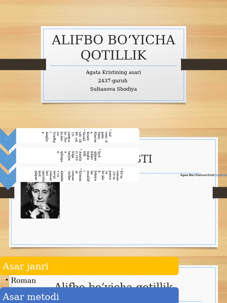 ALIFBO BO’YICHA QOTILLIK (1) | PDF