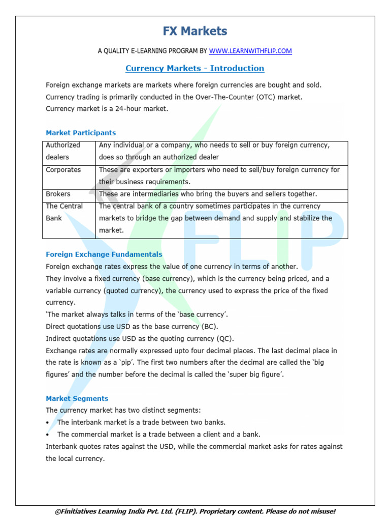 FX Markets | PDF | Foreign Exchange Market | Exchange Rate