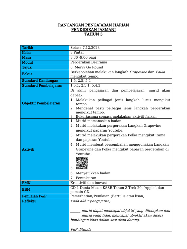 RPH PJPK TMK Tahun 3 | PDF