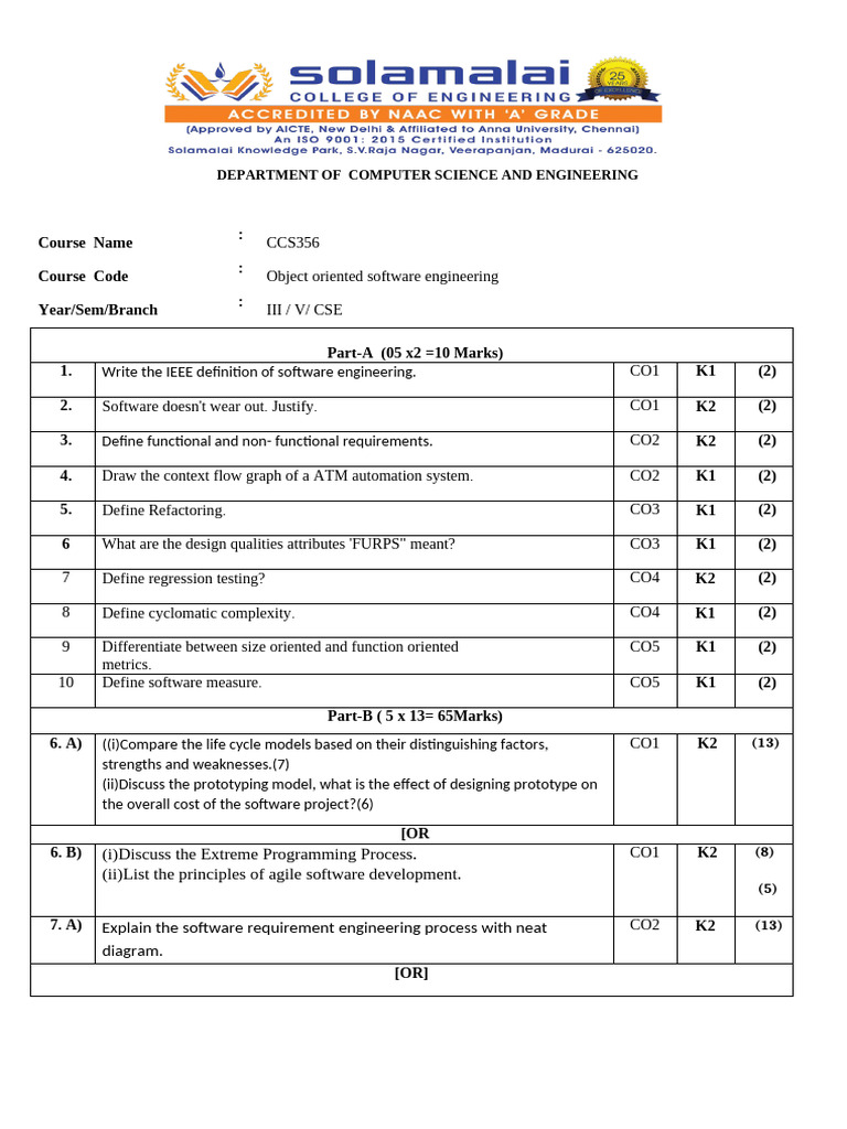 CCS356-OOSE | PDF | Software | Software Engineering