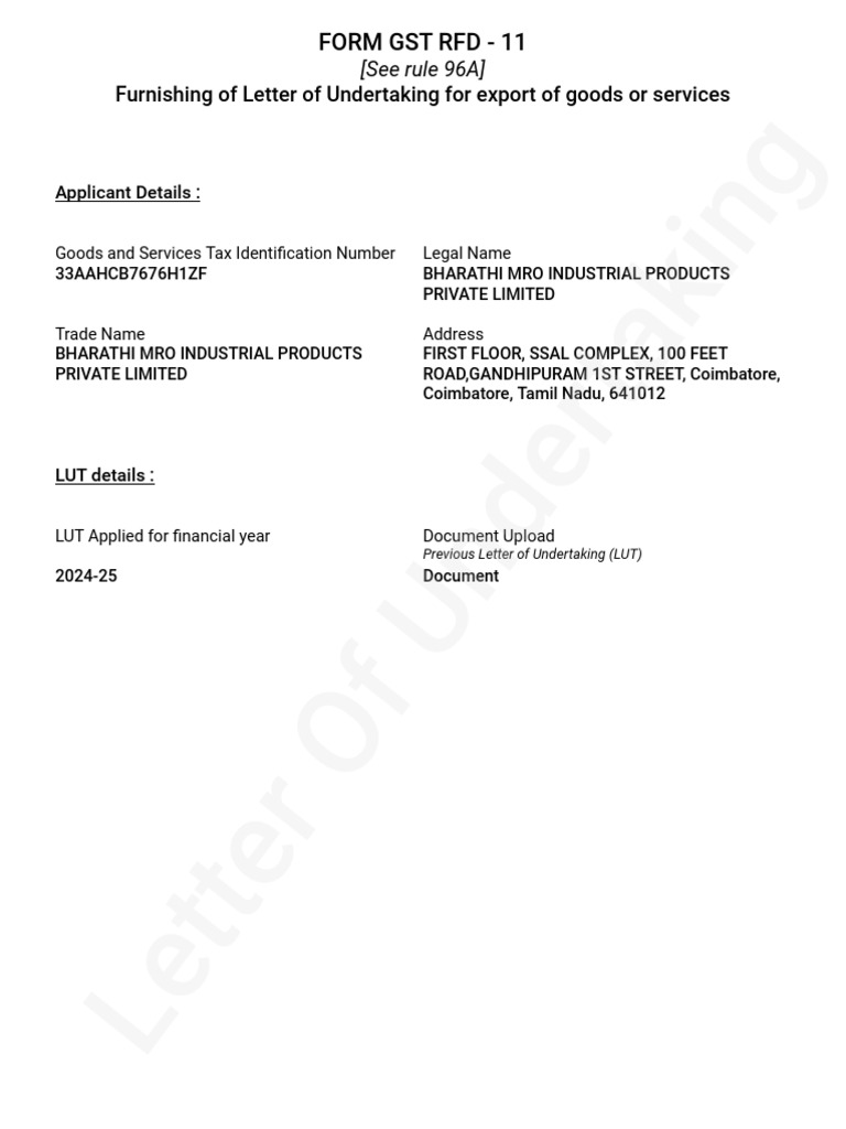 FORM GST RFD - 11 | PDF | Taxation | Government Finances