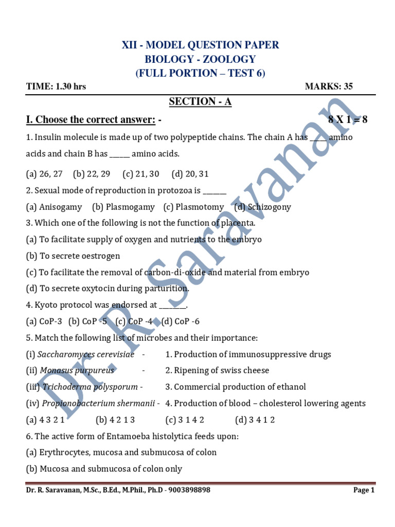 namma_kalvi_12th_bio-zoology_question_papers_em_219436 | PDF | Gene | Cell Potency