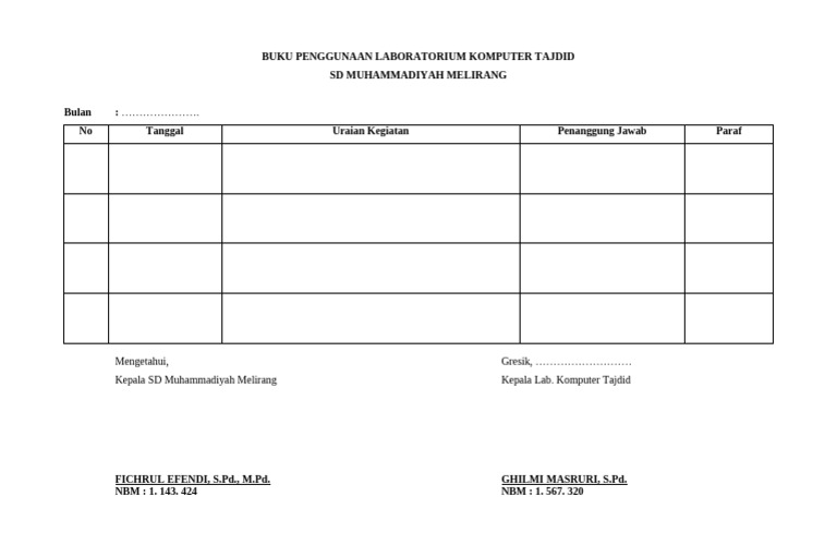 Buku Penggunaan Lab Komputer SD Muhammadiyah | PDF