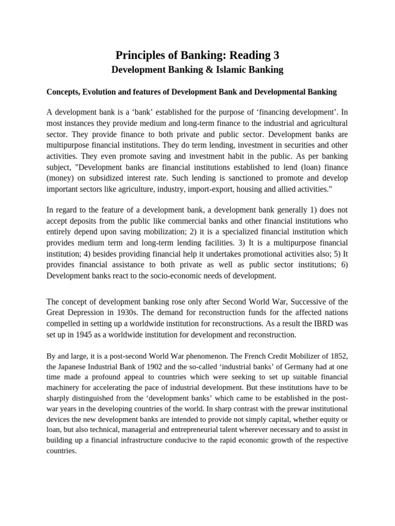 Development and Islamic Banking Principles | PDF | Islamic Banking And ...