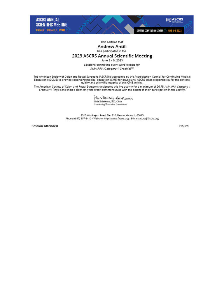 ASCRS 2023 Annual Meeting Attendance | PDF
