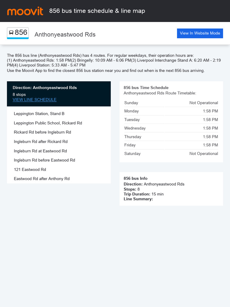 Anthonyeastwood RDS: 856 Bus Time Schedule & Line Map | PDF | Workweek ...