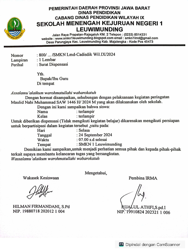 Surat Dispen | PDF