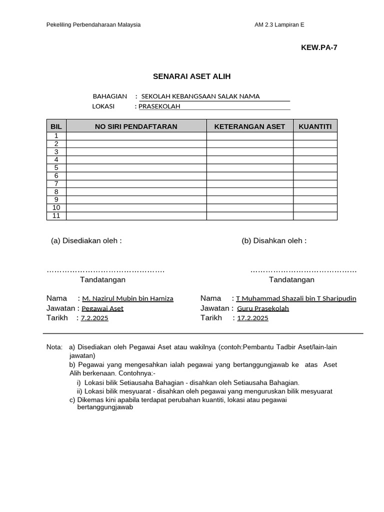 Kew - Pa-7 Prasekolah | PDF