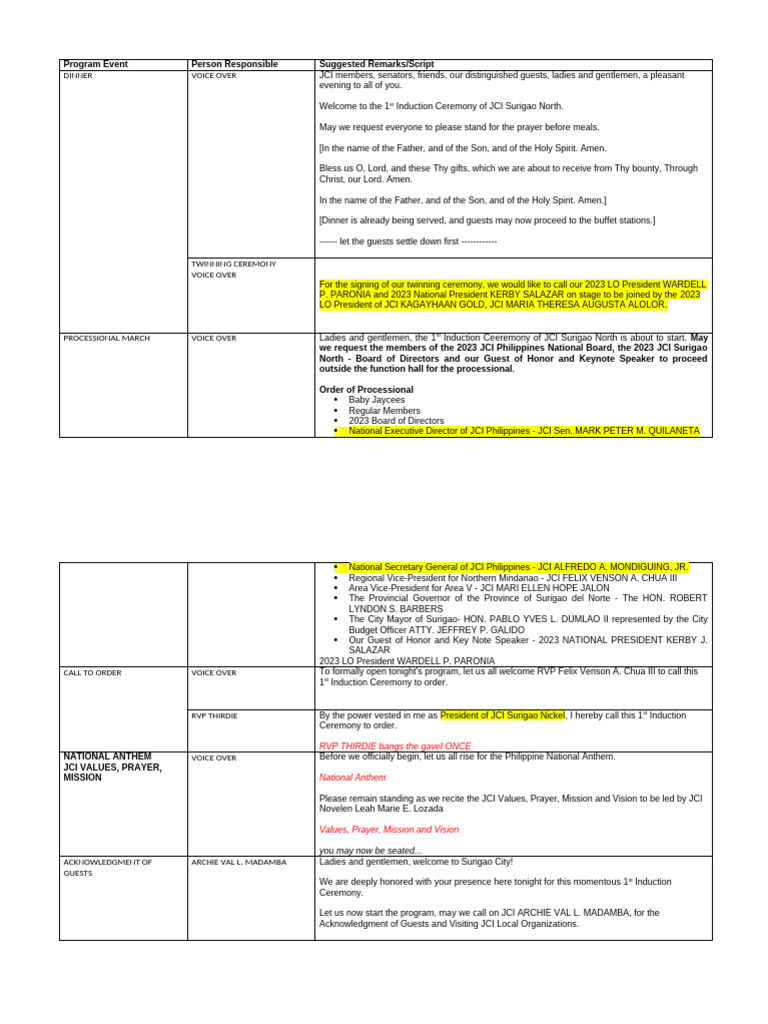 2023 Induction Voice Over Script | PDF