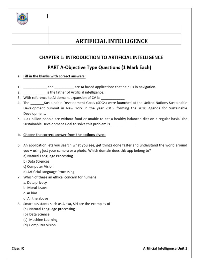 9920665-WORKSHEET - IX - Introduction To AI | PDF | Artificial ...