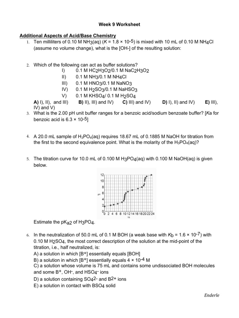 2B - Week - 9 - Worksheet-Question Only | PDF | Chemistry | Titration