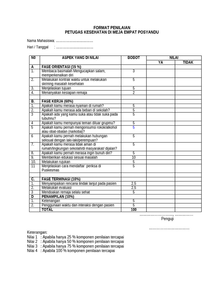 Format Penilaian Petugas Kesehatan Posyandu | PDF
