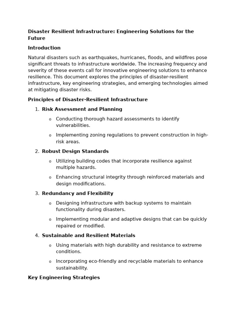 Disaster-Resilient Infrastructure Solutions | PDF | Infrastructure | Flood