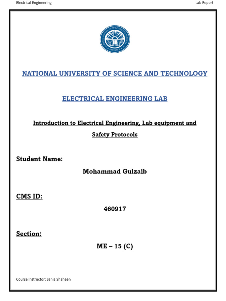 Electrical Engineering Lab 1 | PDF | Voltage | Electrical Impedance