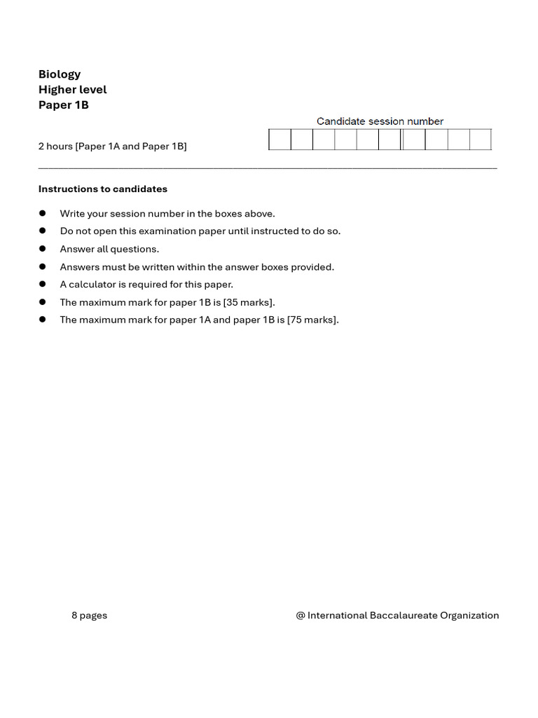 IB Biology Paper 1B Exam Guide | PDF | B Cell | Antibody