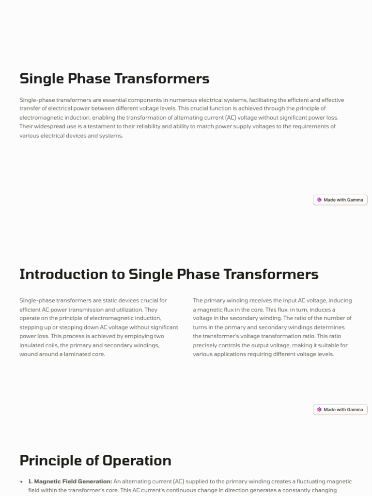 Single Phase Transformers Overview | PDF | Transformer | Alternating ...