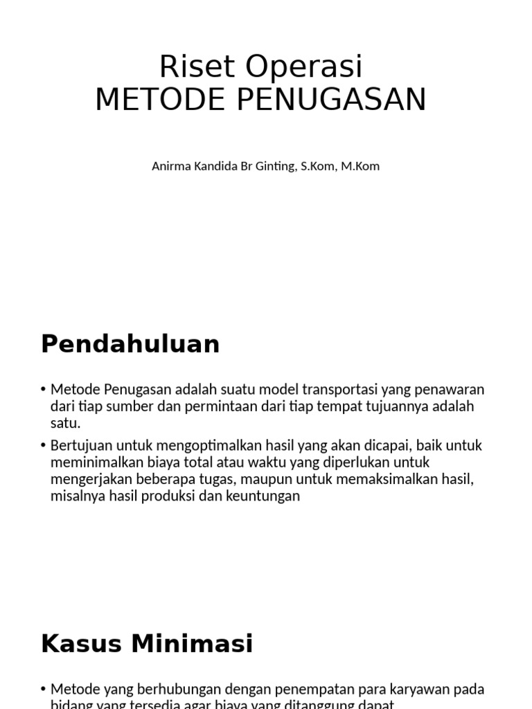 Metode Penugasan | PDF