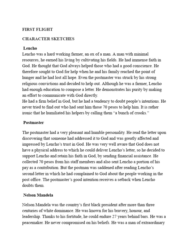 First Flight Character-Sketches | PDF | Courage
