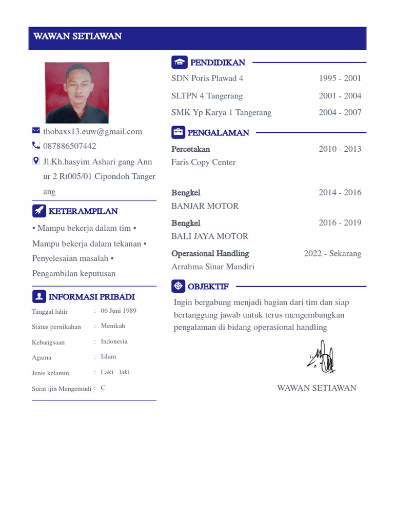 CV Wawan | PDF