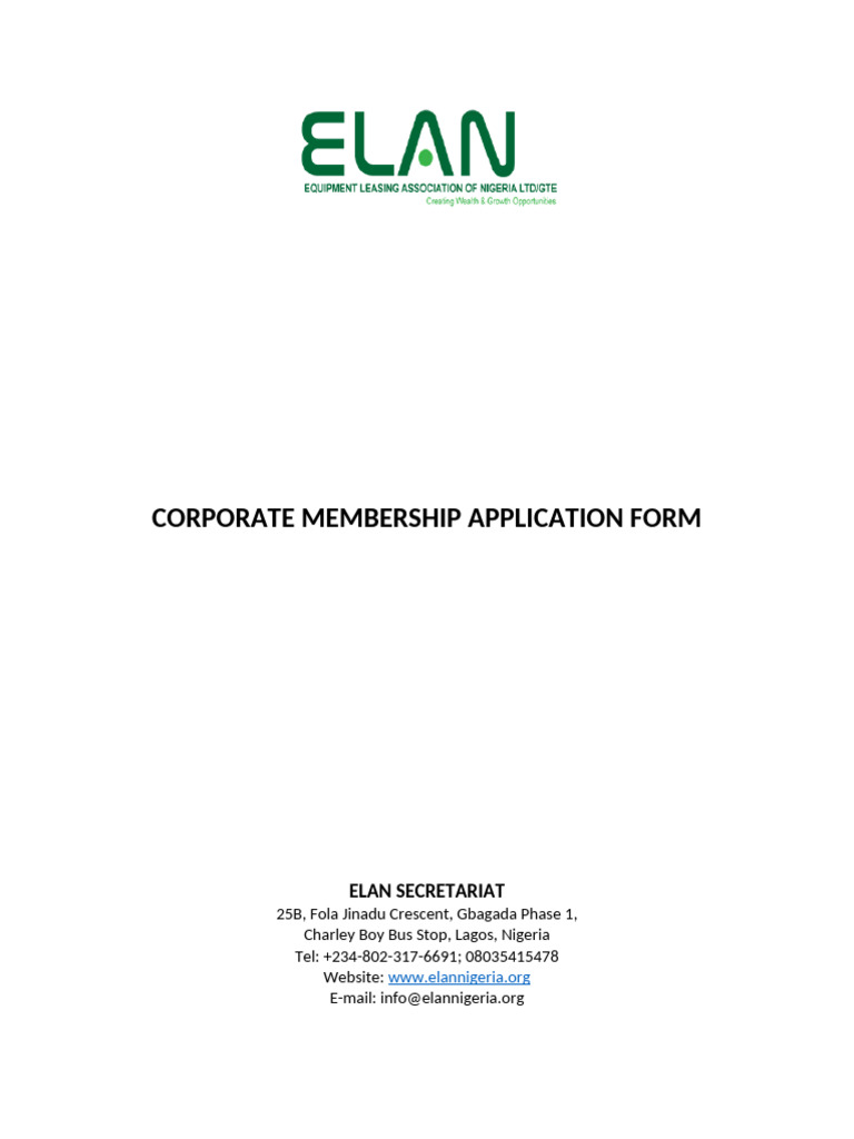 Corporate Membership Application Form New | PDF | Business