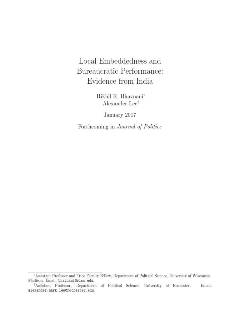 Paper 1 - Local Embeddedness | PDF | Accountability | Bureaucracy