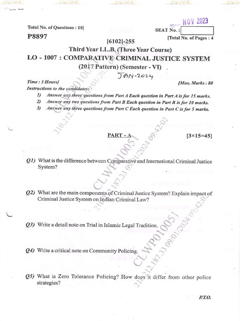 LL.B. Comparative Criminal Justice | PDF | Government Institutions ...