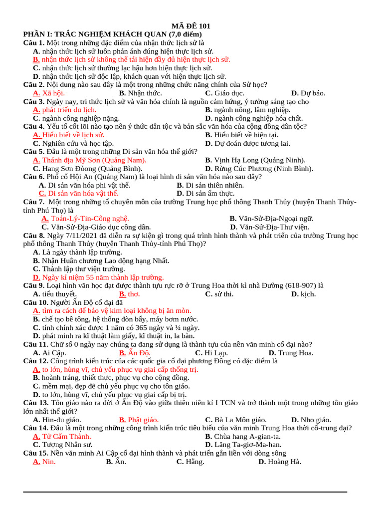 Đề Cương Ôn Tập CK1 | PDF