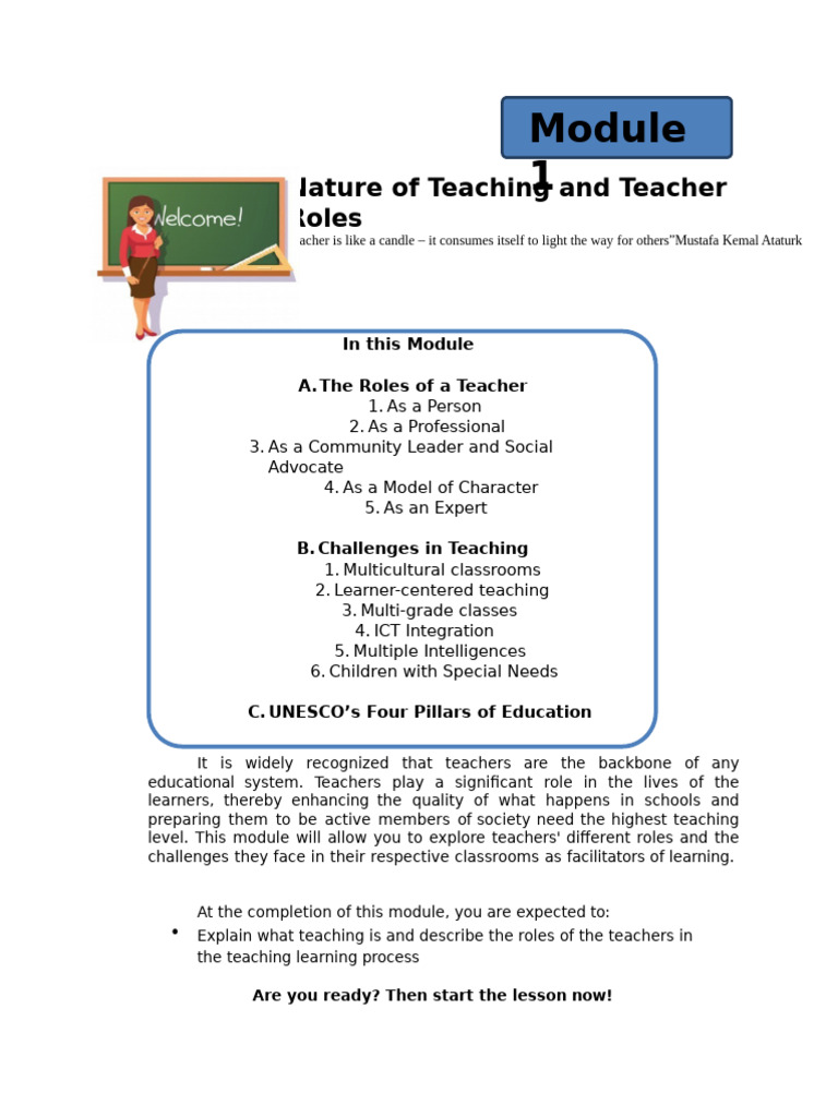 Nature of Teaching and Teacher Roles | PDF | Learning | Teachers