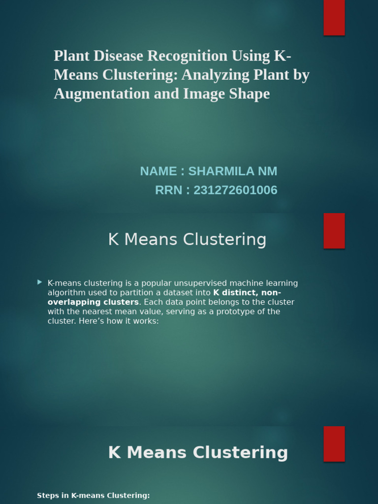Plant Disease Recognition Using K-Means Clustering | PDF | Cluster Analysis | Applied Mathematics