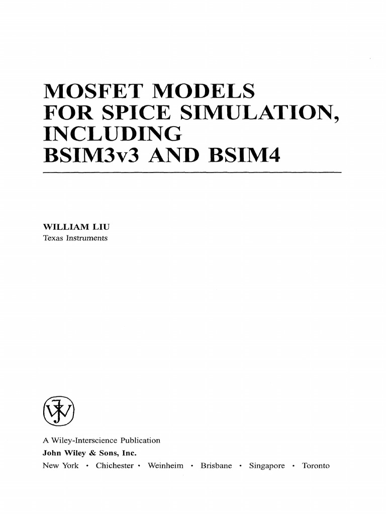 MOSFET Models For SPICE Simulation - Including BSIM3v3 and BSIM4 | PDF | Spice | Semiconductor ...
