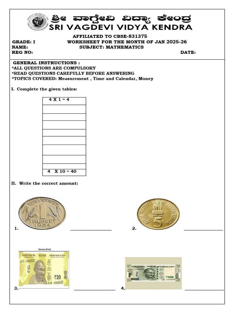Worksheet Grade1 | PDF