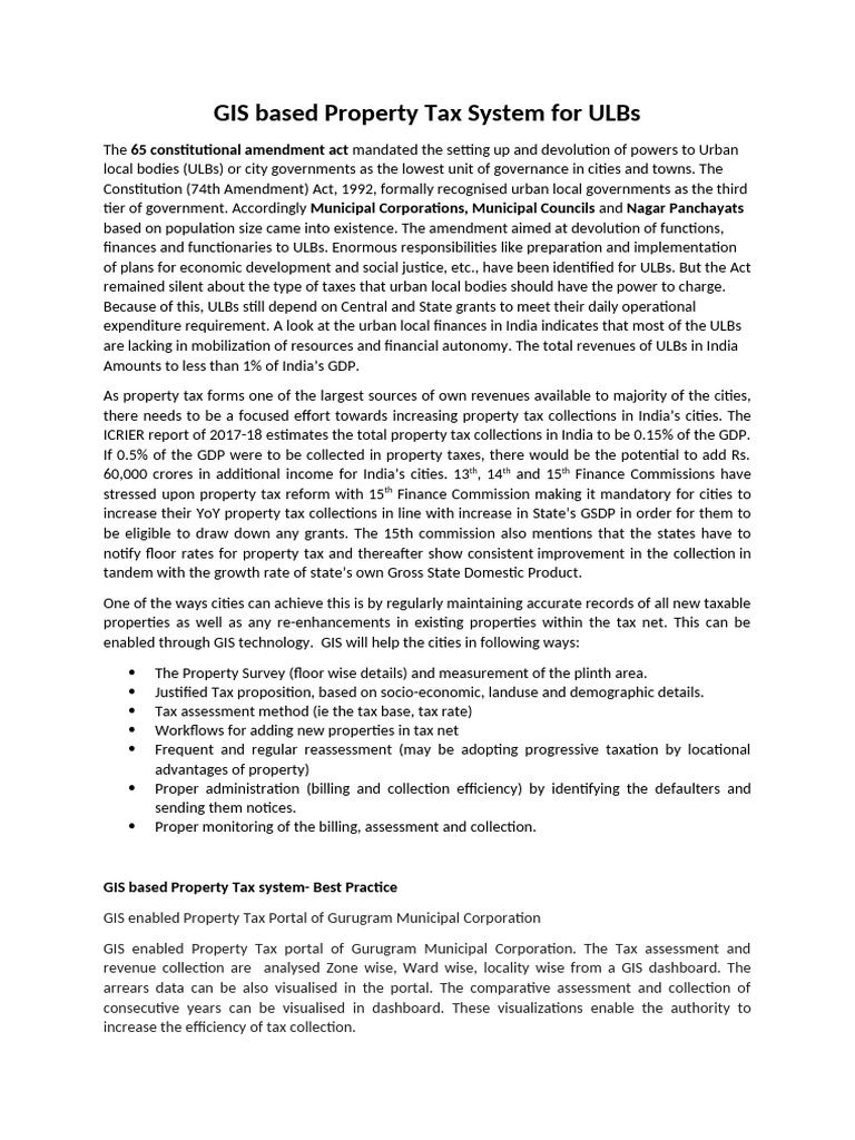 GIS-Enhanced Property Tax for ULBs | PDF | Taxes | Geographic ...