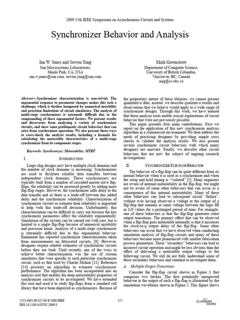 Synchronizer Behavior and Analysis | PDF | Electronic Circuits ...