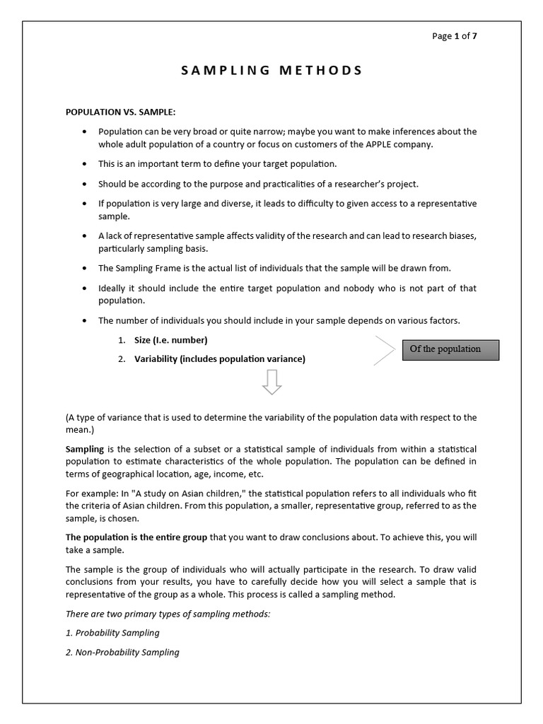 Sampling Methods 1 | PDF | Sampling (Statistics) | Statistics Sampling Methods 1 | PDF | Sampling (Statistics) | Statistics