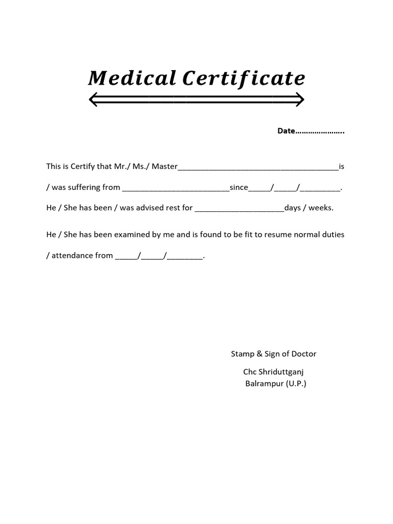 Medical Certificate for Leave of Absence | PDF