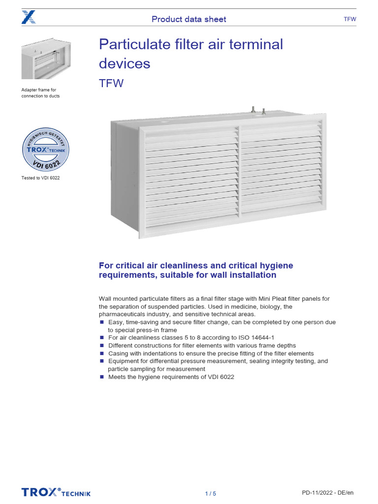 TROX Wall terminal device TFW_PD_2022_11_10_DE_en | PDF | Duct (Flow ...