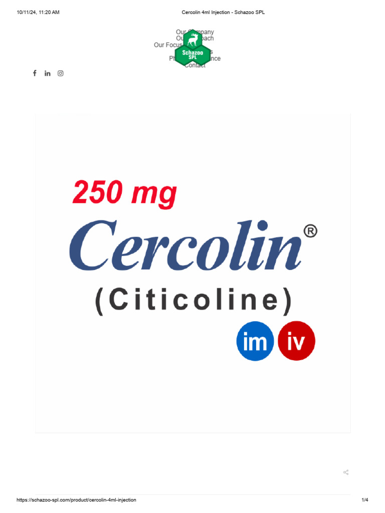 Cercolin 4ml Injection for Cognitive Disorders | PDF