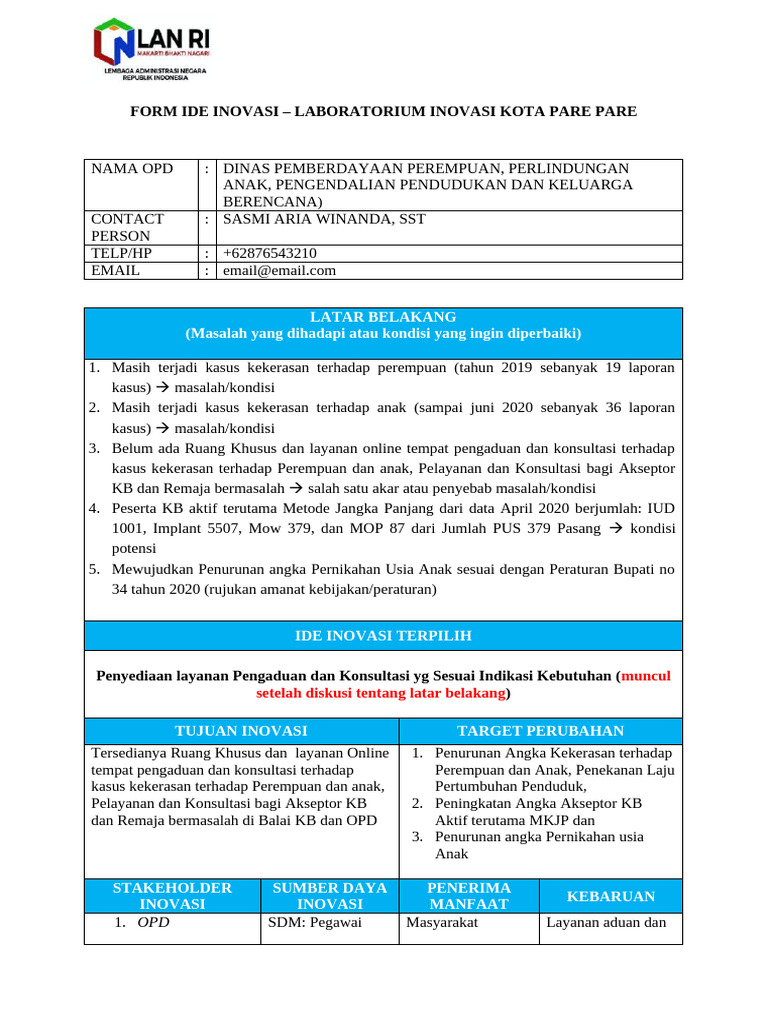 Form D2-Diagnose (Contoh) - Lembata | PDF