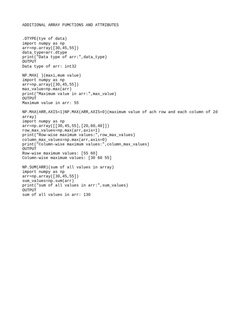 Additional Array Fumctions and Attributes | PDF