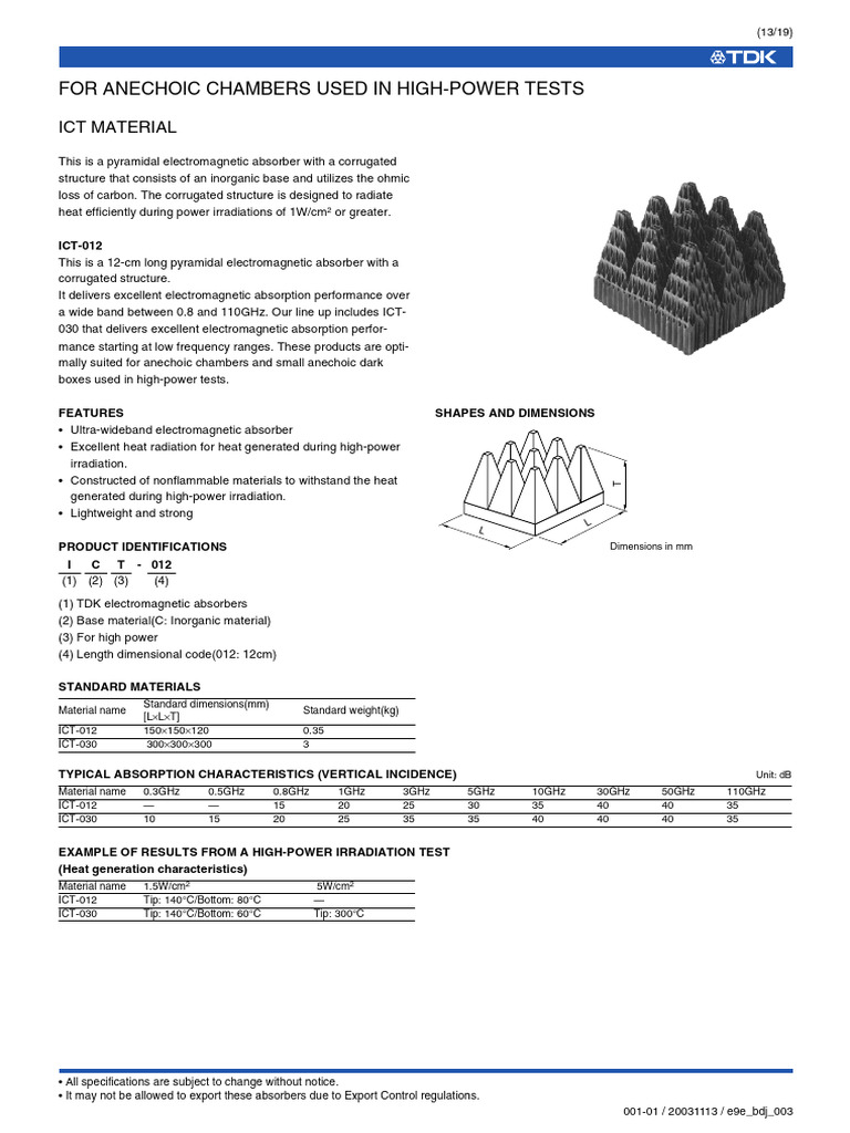 TDK ICT-Series High Power Absorber | PDF | Applied And ...