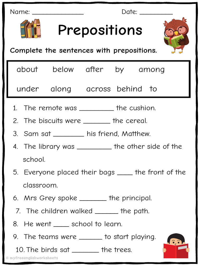 Preposition Sentence Exercise | PDF