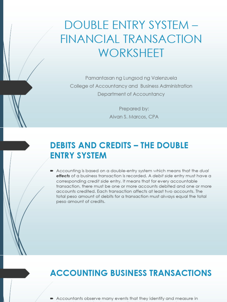 Lesson-2-Double-Entry-System-and-Financial-Transaction-Worksheet | PDF ...