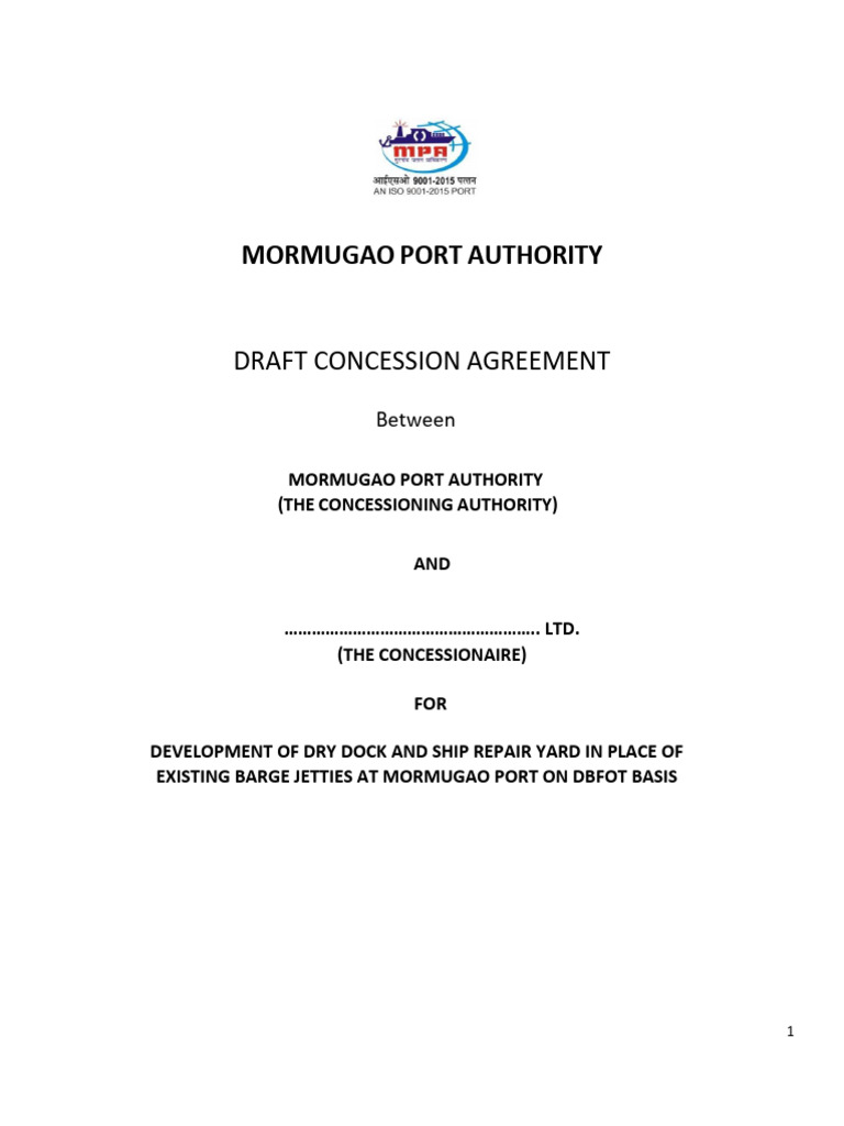 Mormugao Port Authority: Draft Concession Agreement | PDF | Arbitration ...