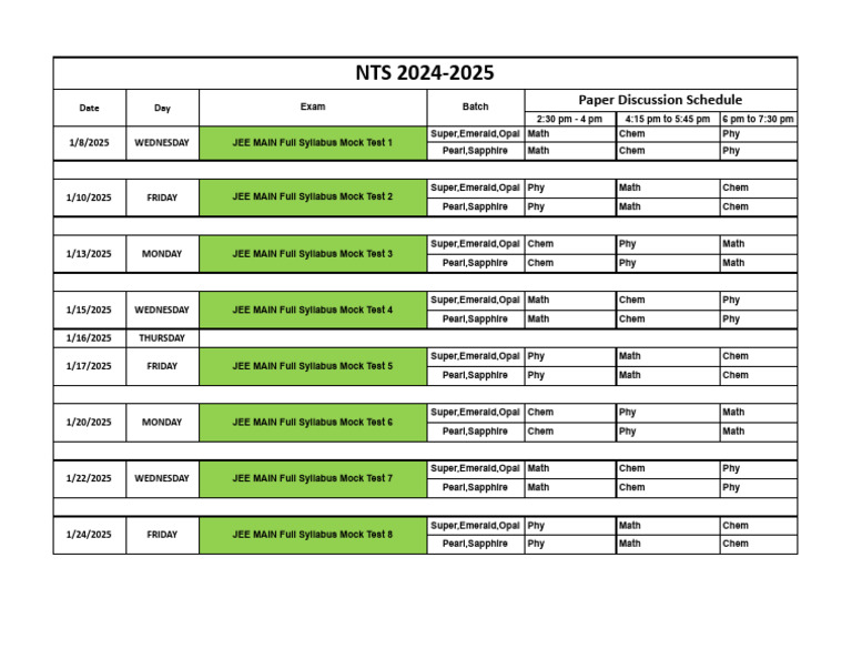 JEE Main 2025 Mock Test Schedule | PDF | Vocational Education | Academia