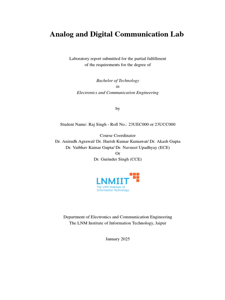 ADC_Lab_Experiment_1_Lab_Report Sample_Copy | PDF | Telecommunications Engineering | Electricity