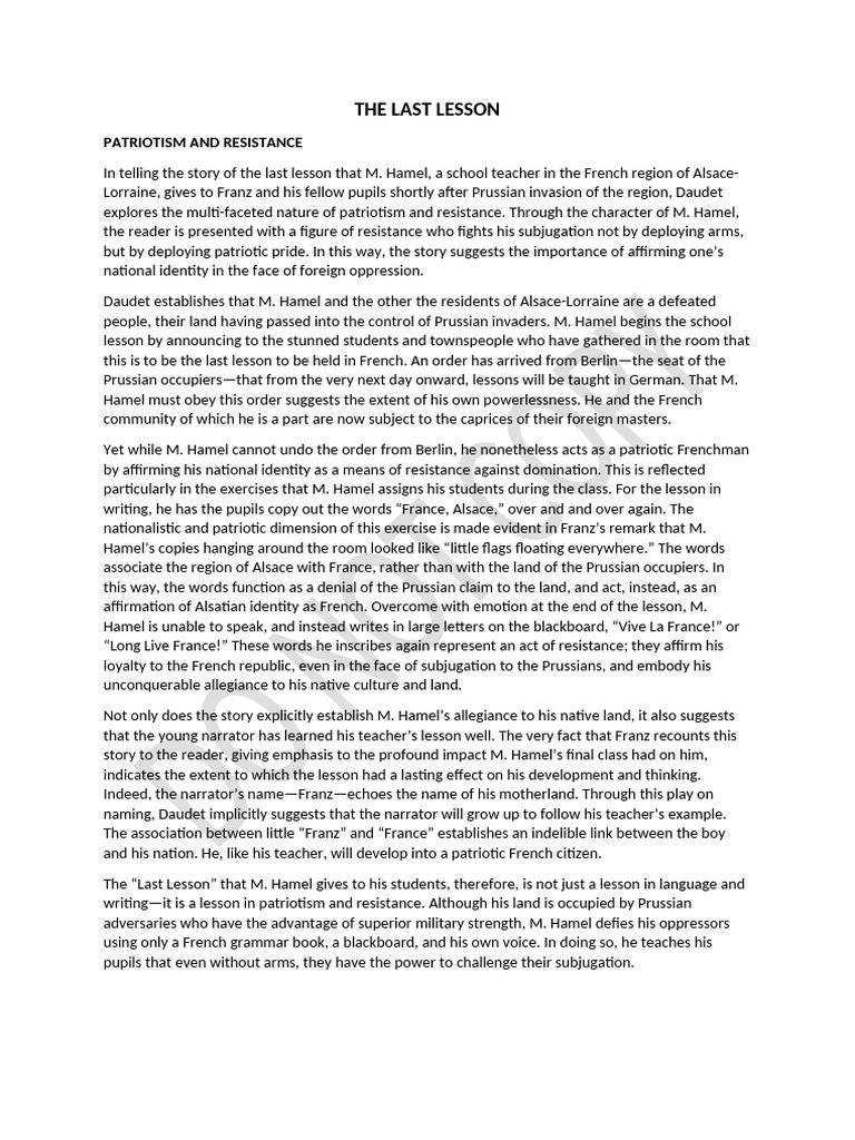 The Last Lesson Notes (Autorecovered) | PDF